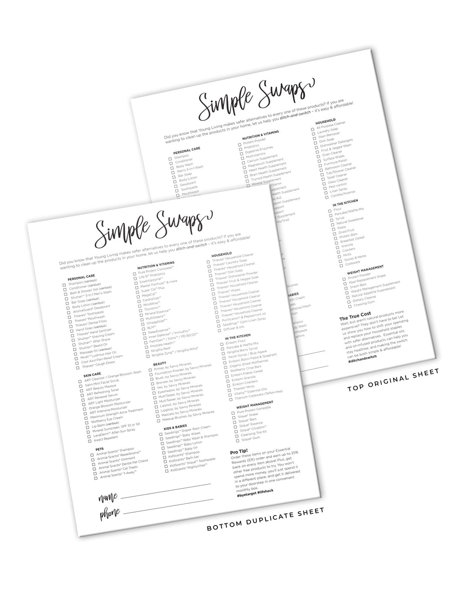 Simple Swap Sheets: Pack of 25 – The Essentials Shop
